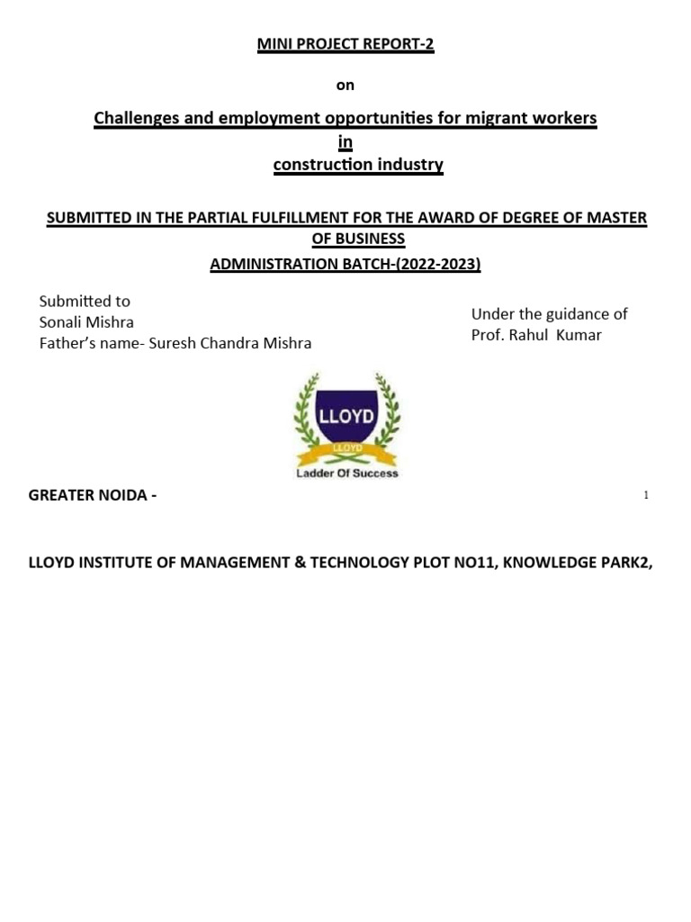 Challenges and Employment Opportunities For Migrant Workers in | PDF ...
