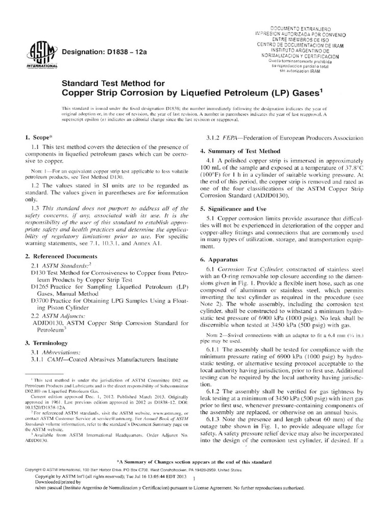 ASTM D 1838-12a | PDF