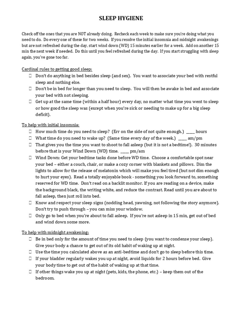 Sleep Hygiene | PDF | Self-Improvement