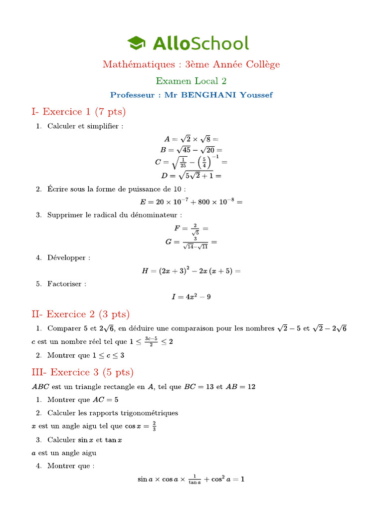 Maths 3ac Examen Local 2 1 | PDF