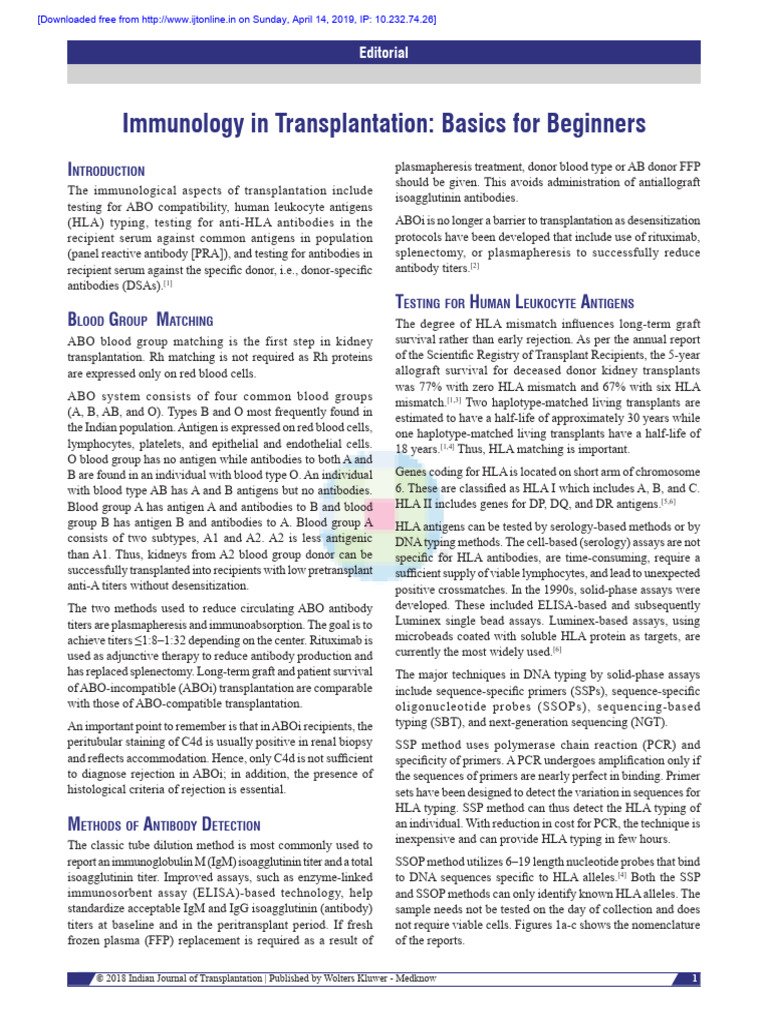 Immunology in Transplantation - Basics For Beginners | PDF | Antibody ...