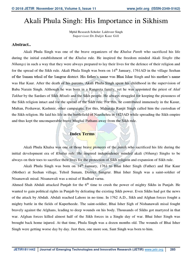 Akali phula singh | PDF | Punjab | South Asia