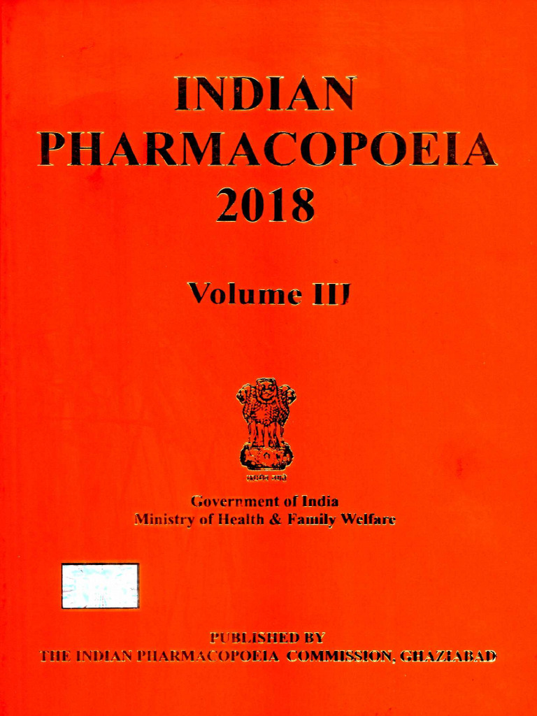 Indian Pharmacopoeia Volume 3 | PDF | Water | Dose (Biochemistry)