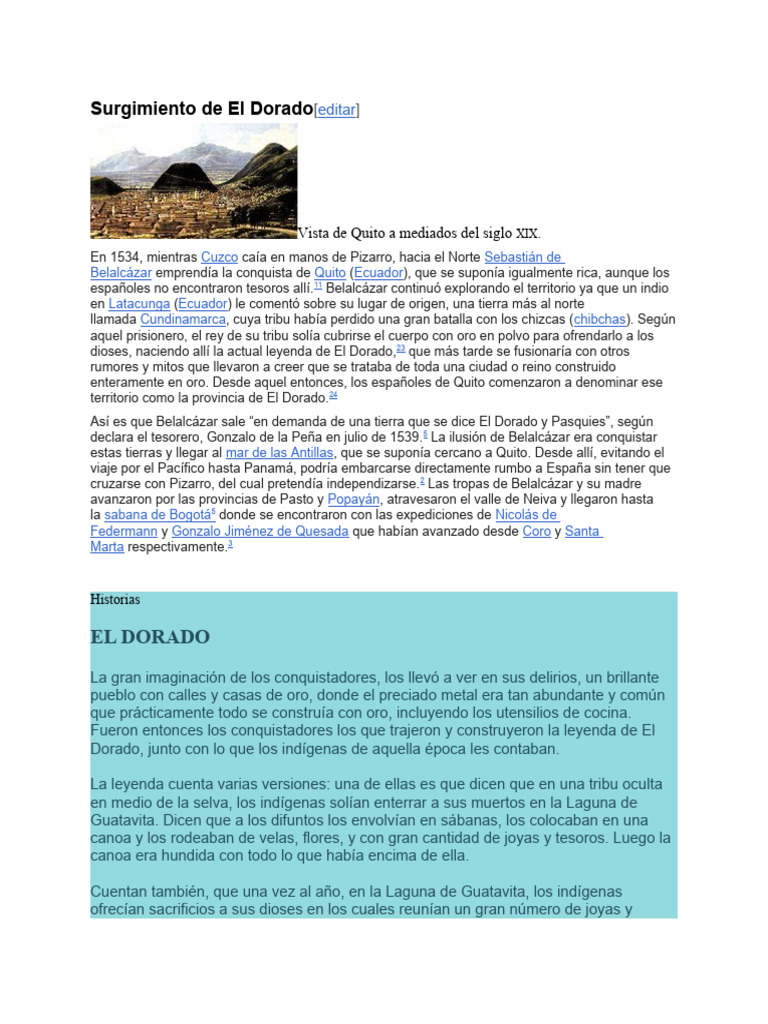 Leyenda El Dorado | PDF | Colombia | América del Sur
