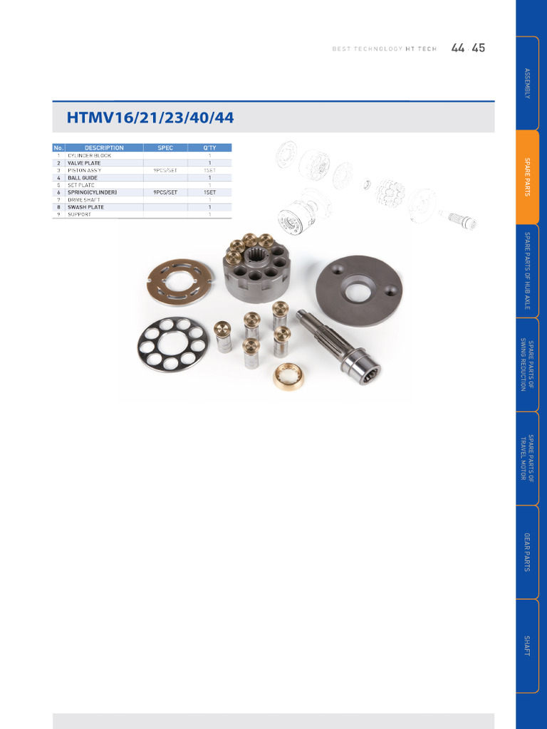 9 Travel Motor Spare Parts | PDF | Piston | Axle