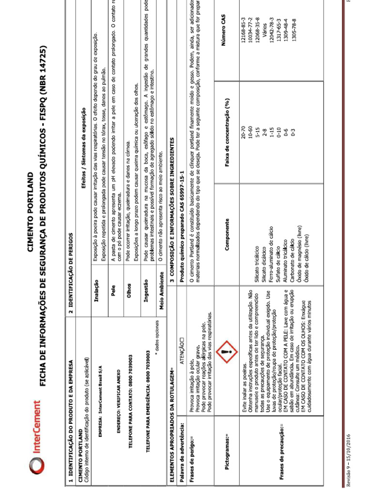 FISPQ Cimento Zebu | PDF