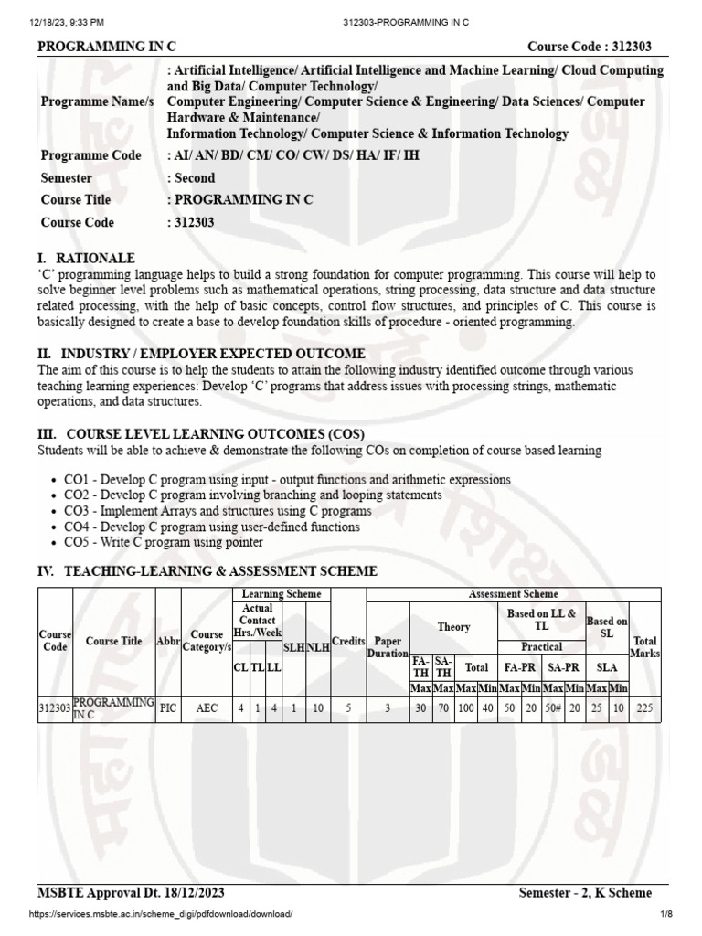 Programming in C | PDF