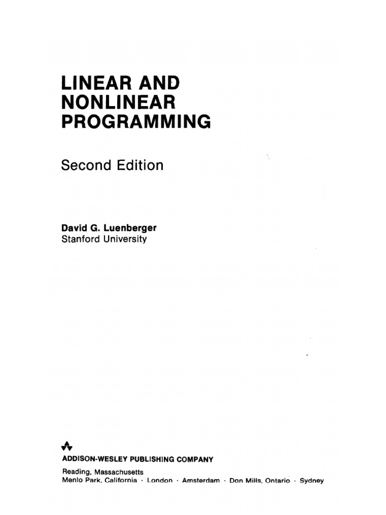 Luenberger David G. - 1984 - Linear and Nonlinear Programming (2nd ...