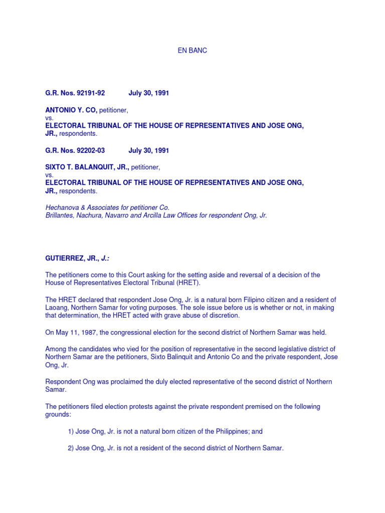 8.co v. Electoral Tribunal of The House of Representatives | PDF