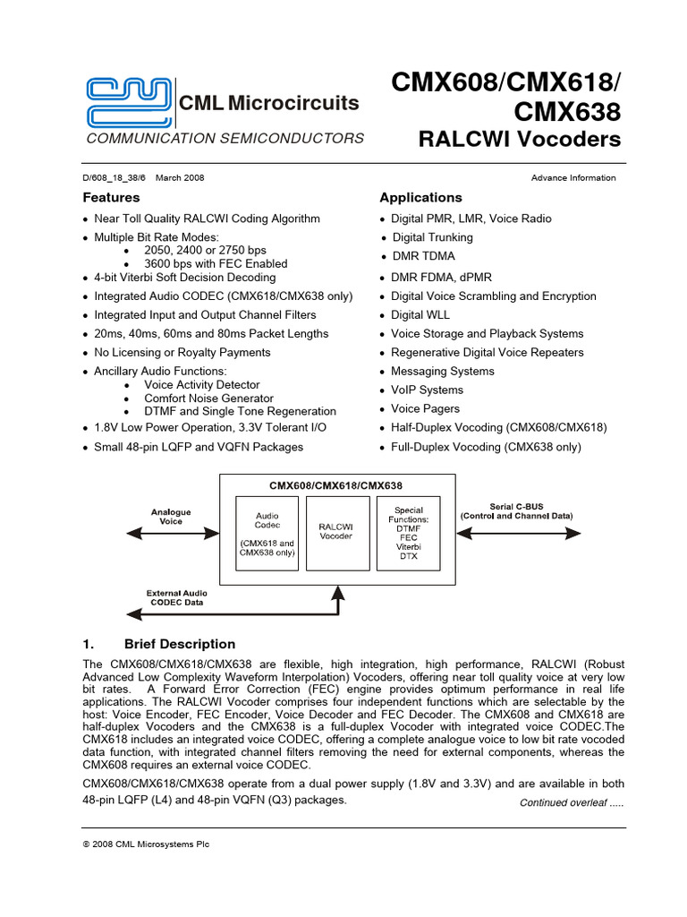CMX 638 | PDF | Codec | Computer Science