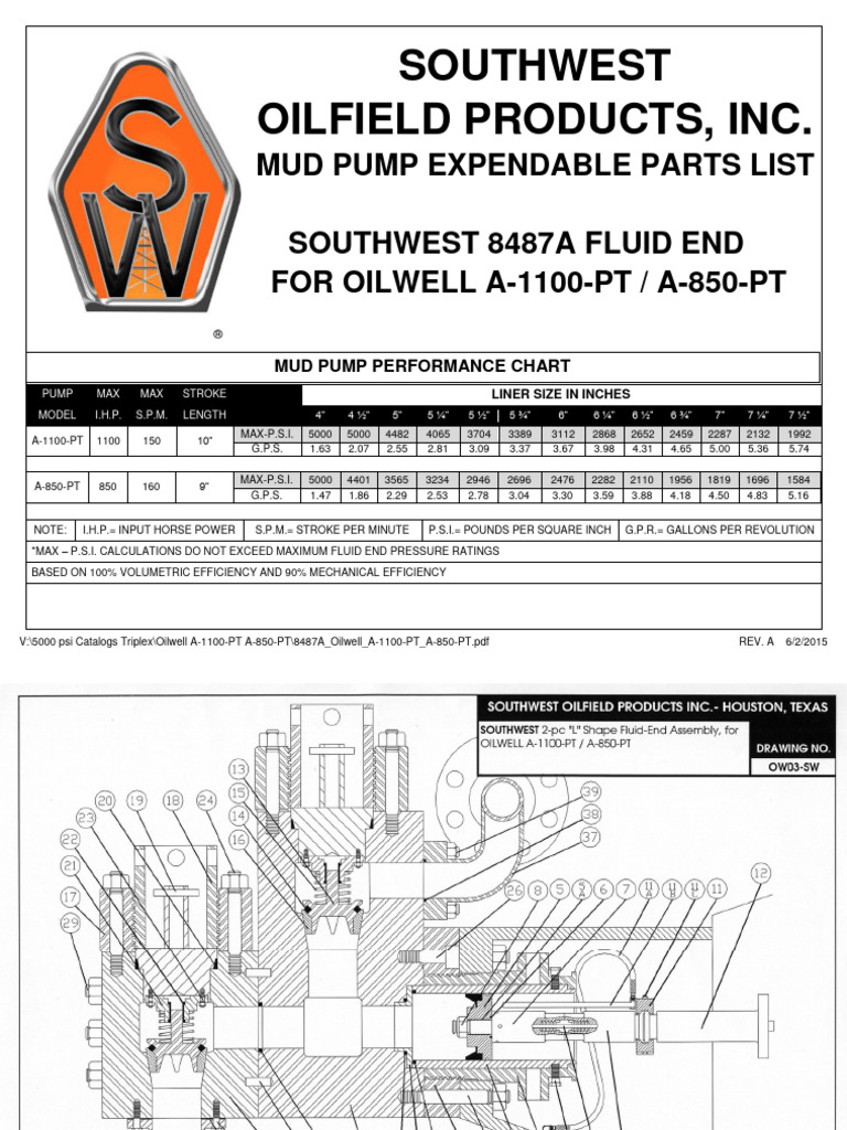 8487A Oilwell A 1100 PT A 850 PT - 881 | PDF | Pump | Valve