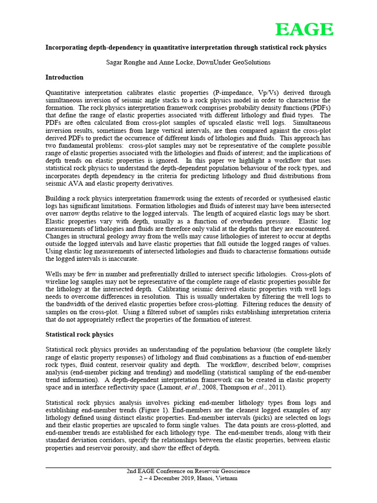 Depth-Dependent Rock Physics Analysis | PDF | Physical Sciences