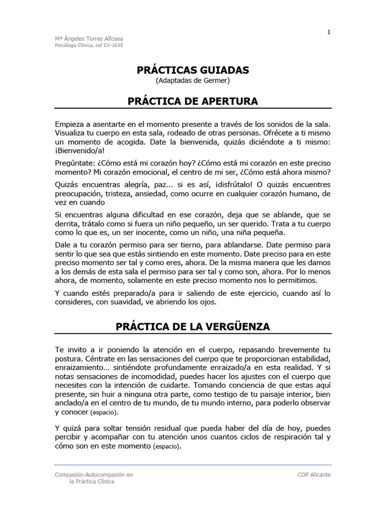 Compasión y Autocompasión en Terapia | PDF | Las emociones | Experiencia