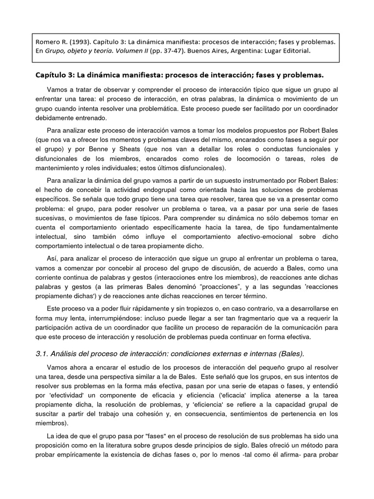 Romero Grupo, Objeto y Teoria Cap3 | PDF | Comportamiento | Toma de ...