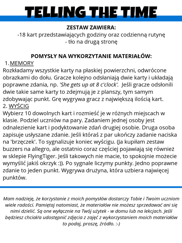 Telling The Time. | PDF