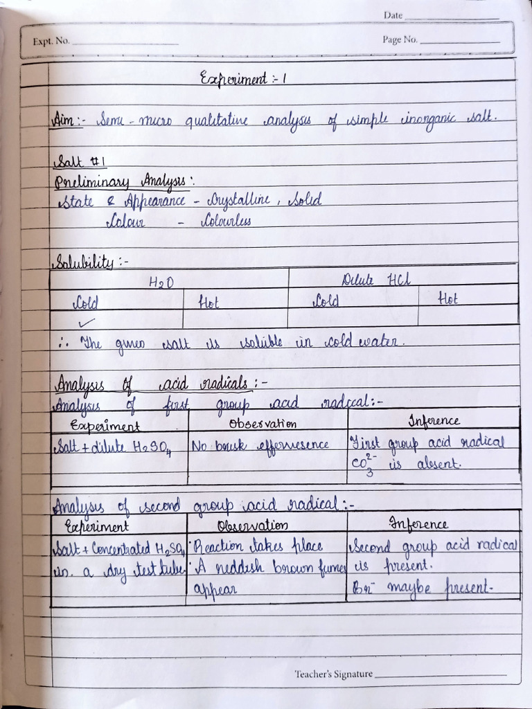 Chemistry Record Note | PDF