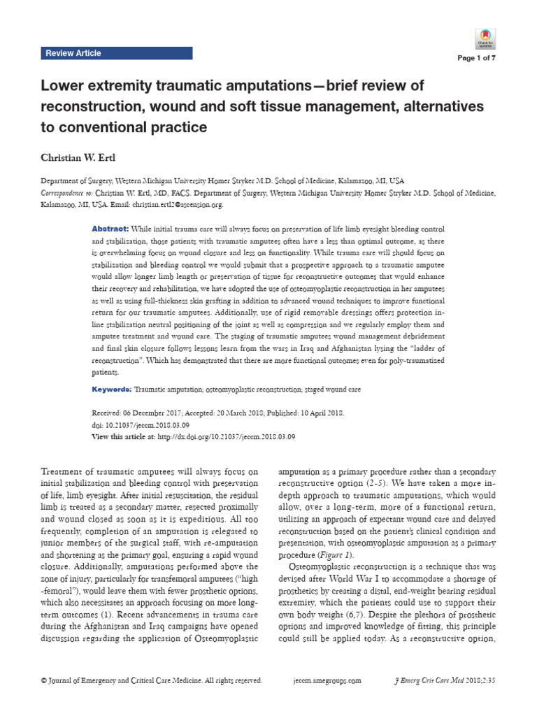 Lower Extremity Traumatic Amputati | PDF | Amputation | Prosthesis