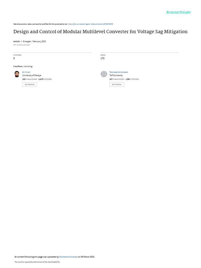 Designand Controlof Modular Multilevel Converterfor Voltage Sag ...