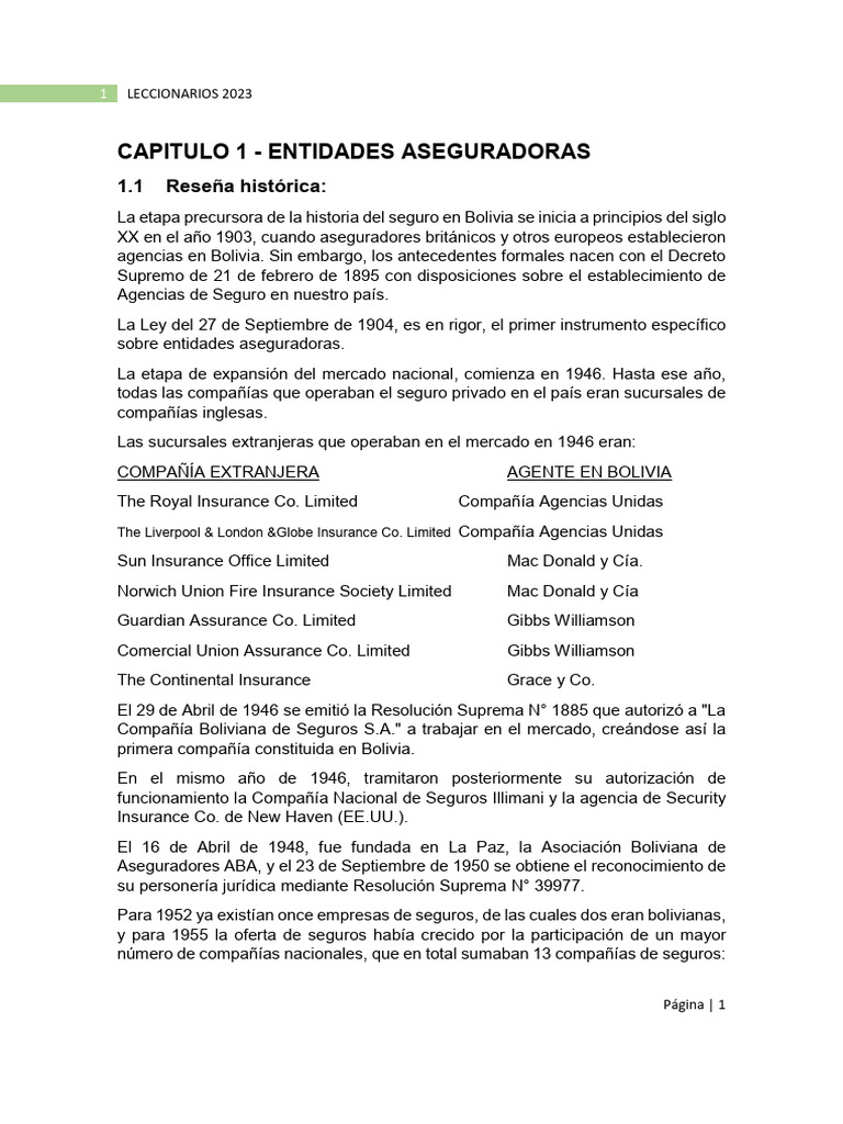 Contabilidad de Seguros en Bolivia | PDF