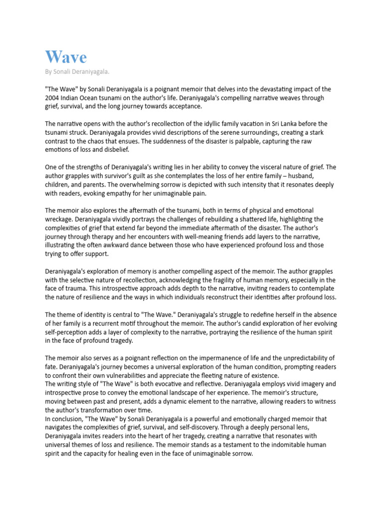 Wave | PDF | Grief | Tsunami