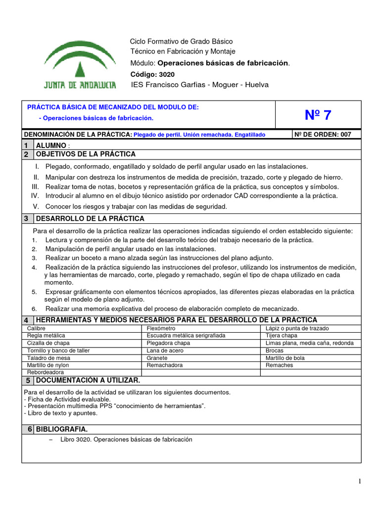 Practica FP Basica Taller No 7c | PDF | Perforar | Herramientas