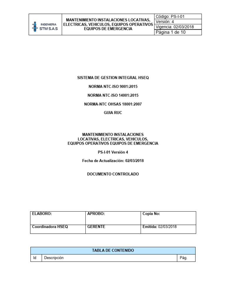 Ps-I-01 Mant Instalaequipos (V4) | PDF