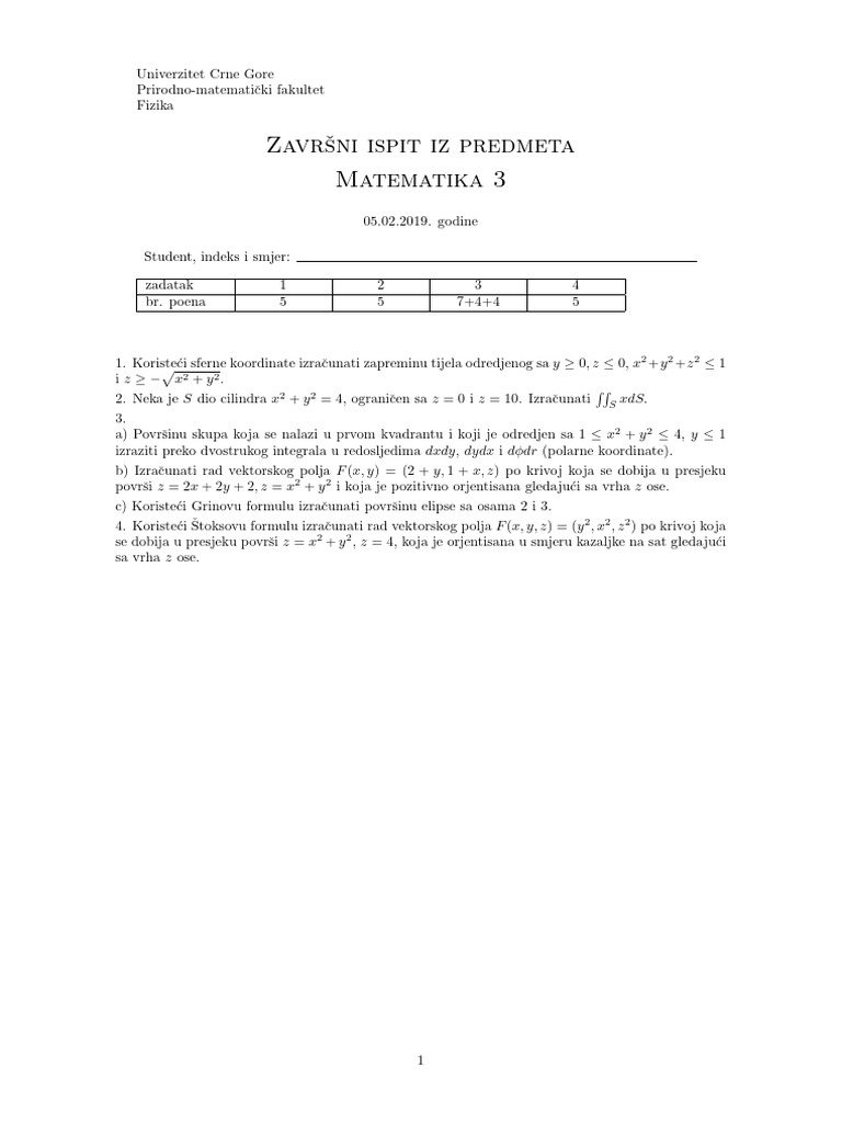 Primjeri Zavrsnog Ispita | PDF