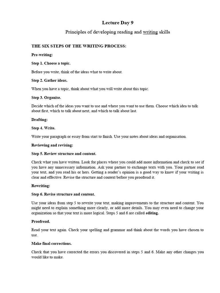 Day 9 Lecture | PDF | Essays | Proofreading
