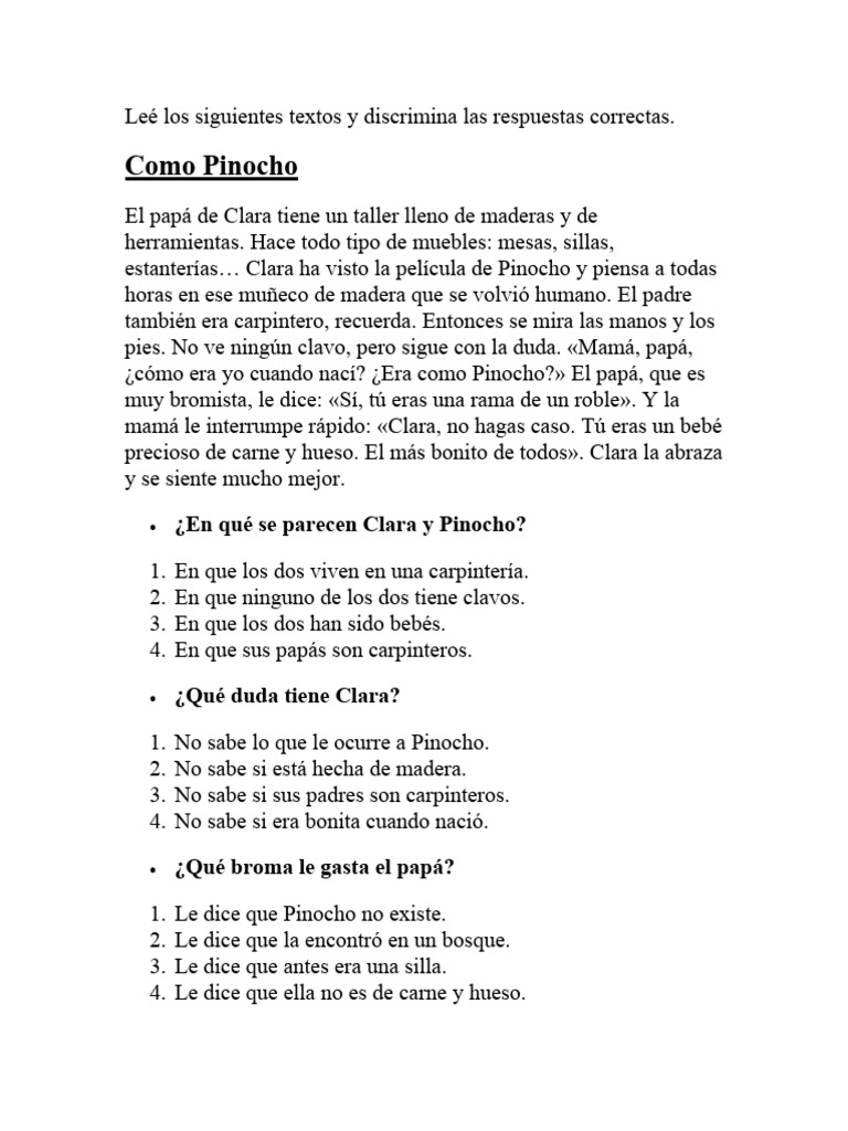 Ejercicios de Lectura Comprensiva | PDF | Castillo | Carpintería