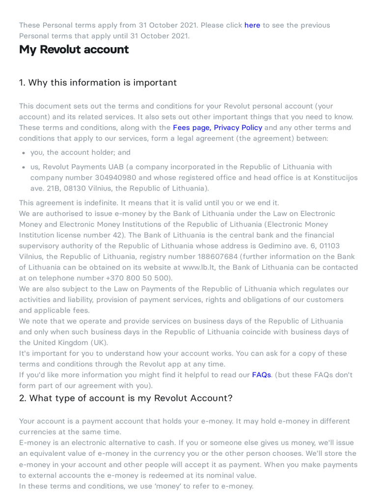 Revolut T C For Section Iv Download Free Pdf Money Payments