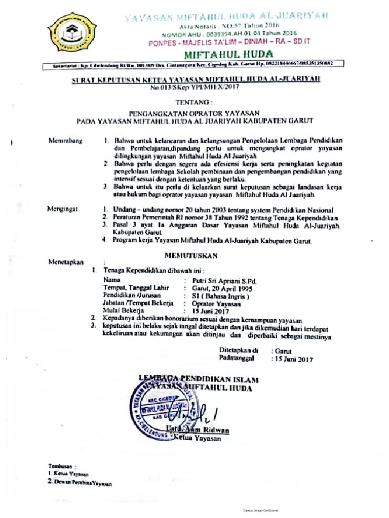 SK Operator Yayasan | PDF