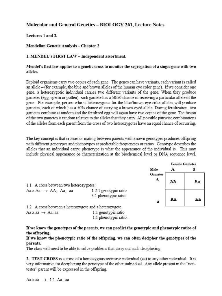 Lecture Notes - Week 1 | Download Free PDF | Genotype | Allele