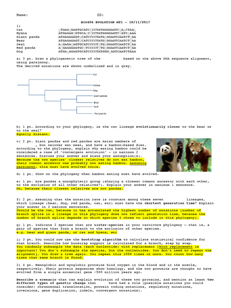 Evolutionary Biology Exam | PDF
