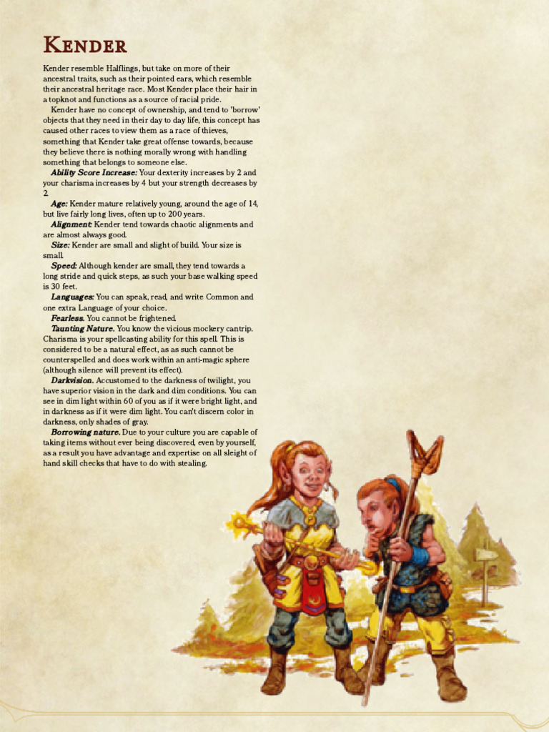 Kender Race Overview in D&D 5E | PDF | Law | General Fiction