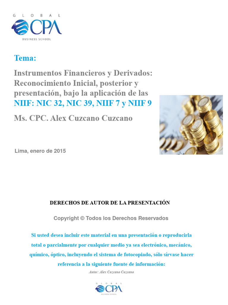 Instrumentos Financieros y Derivados, Reconocimiento y Medición ...