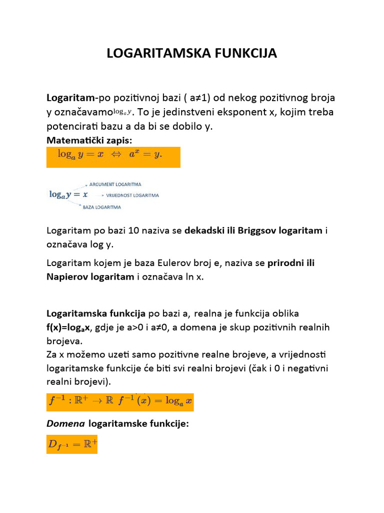 Logaritamska Funkcija | PDF