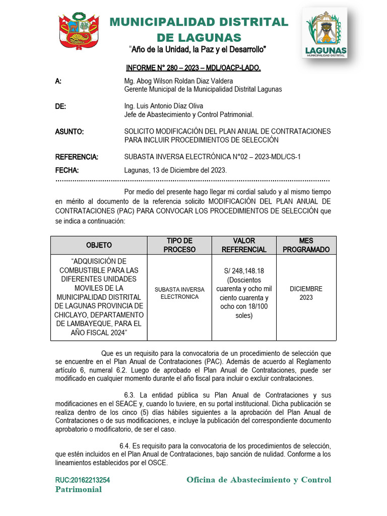 3 Modificacion Del Pac Mocupe 2024 | PDF | Gobierno