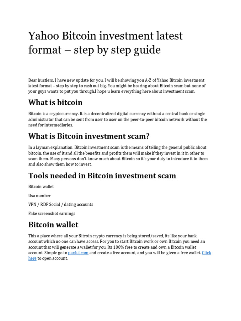 Yahoo Bitcoin Investment Latest Format 2 | PDF