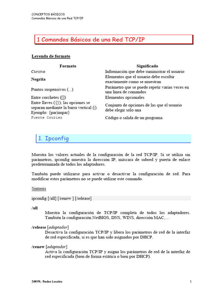 UT3-1 Comandos Basicos de Red | PDF | Protocolos de internet | Dirección IP