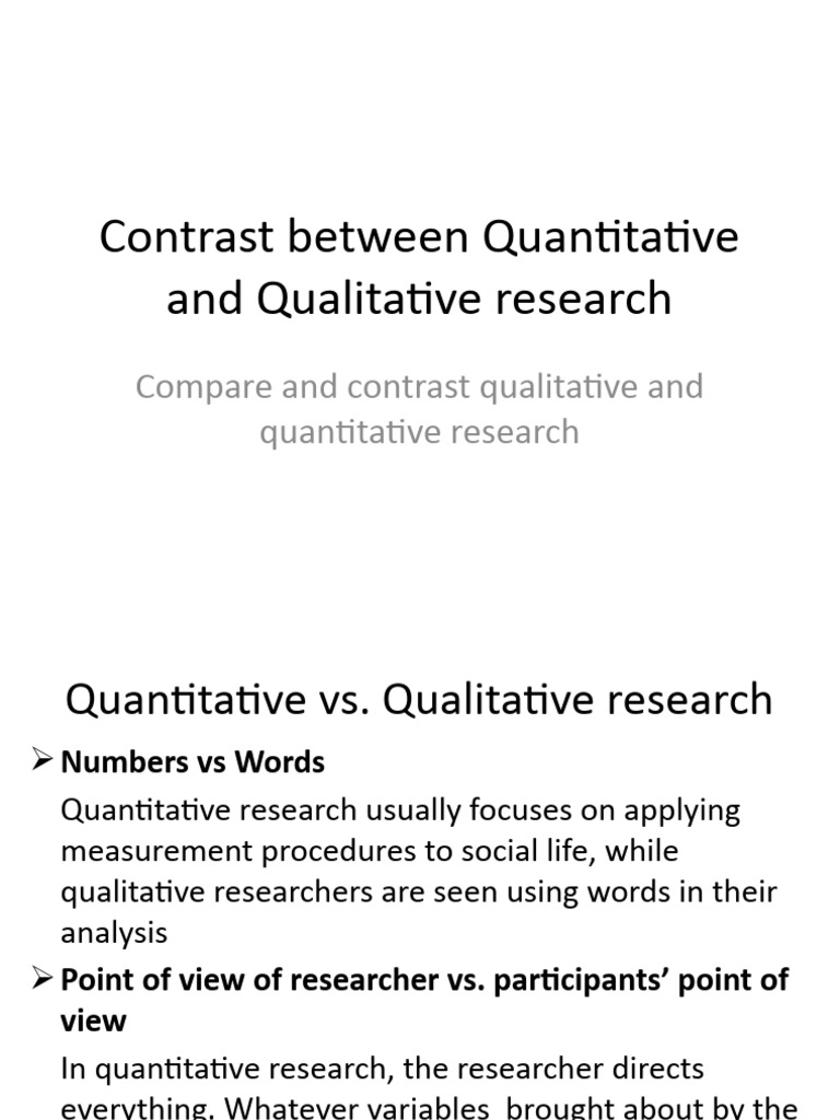 Contrast Between Quantitative and Qualitative Research | PDF ...