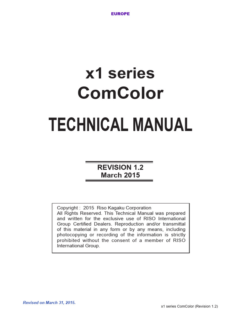 Riso ComColor 9150 Technical Manual | PDF | Printer (Computing) | Power ...