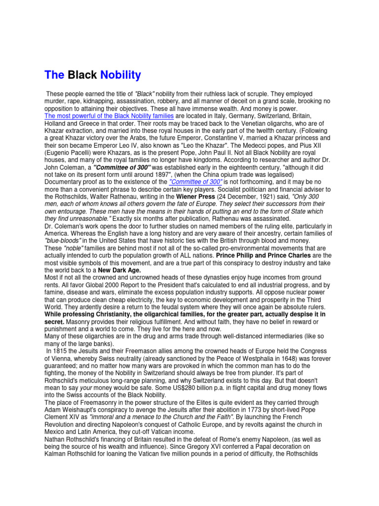 The Dark Influence of Black Nobility | PDF | Lucifer | Nazism