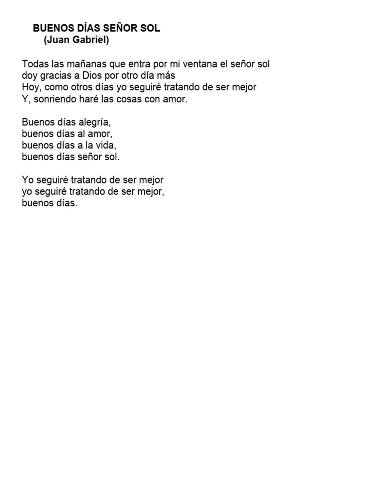 Buenos Dias Señor Sol | PDF
