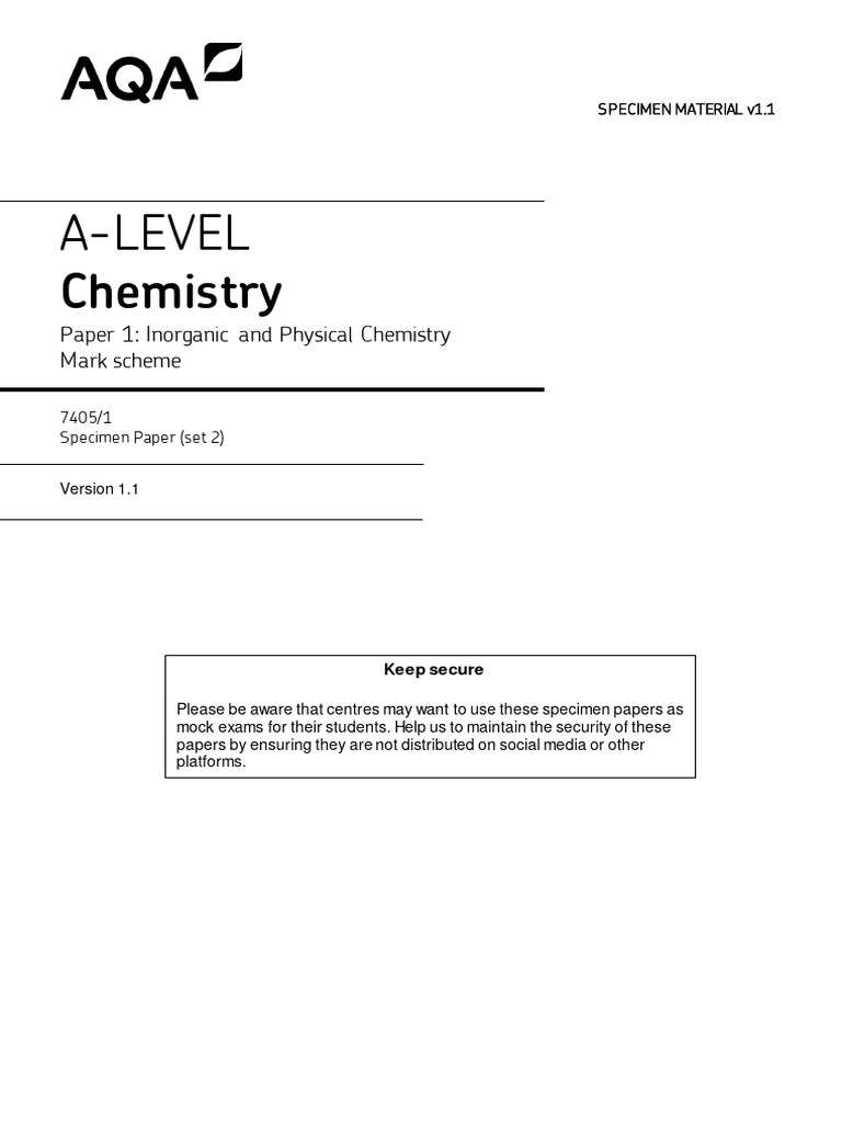 7405 1 Specimen Mark Scheme Set 2 Paper 1 v1.1 | PDF | Gce Advanced ...