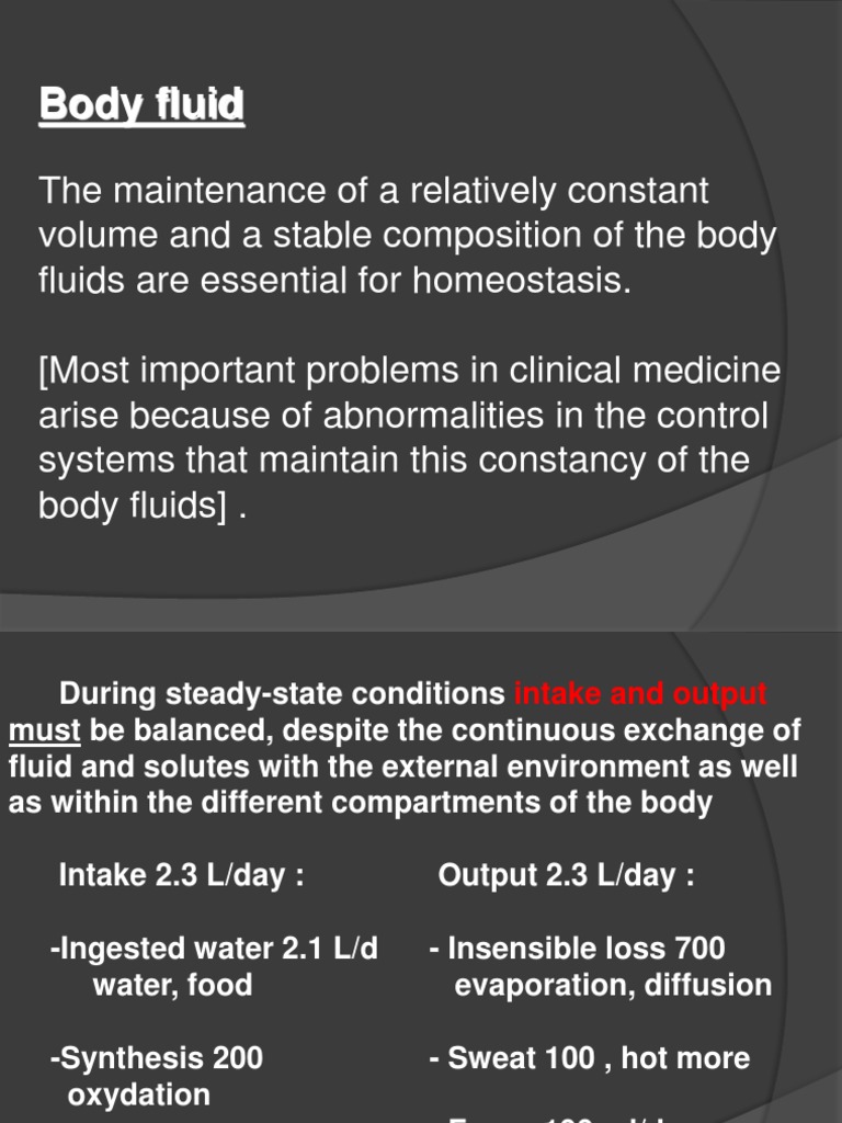 Body Fluid Composition and Exchange | PDF