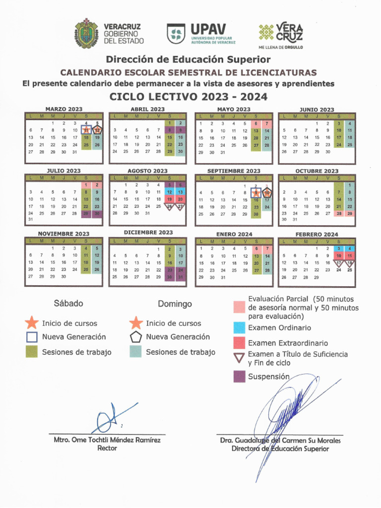 Calendario Escolar Semestral Licenciatura | PDF
