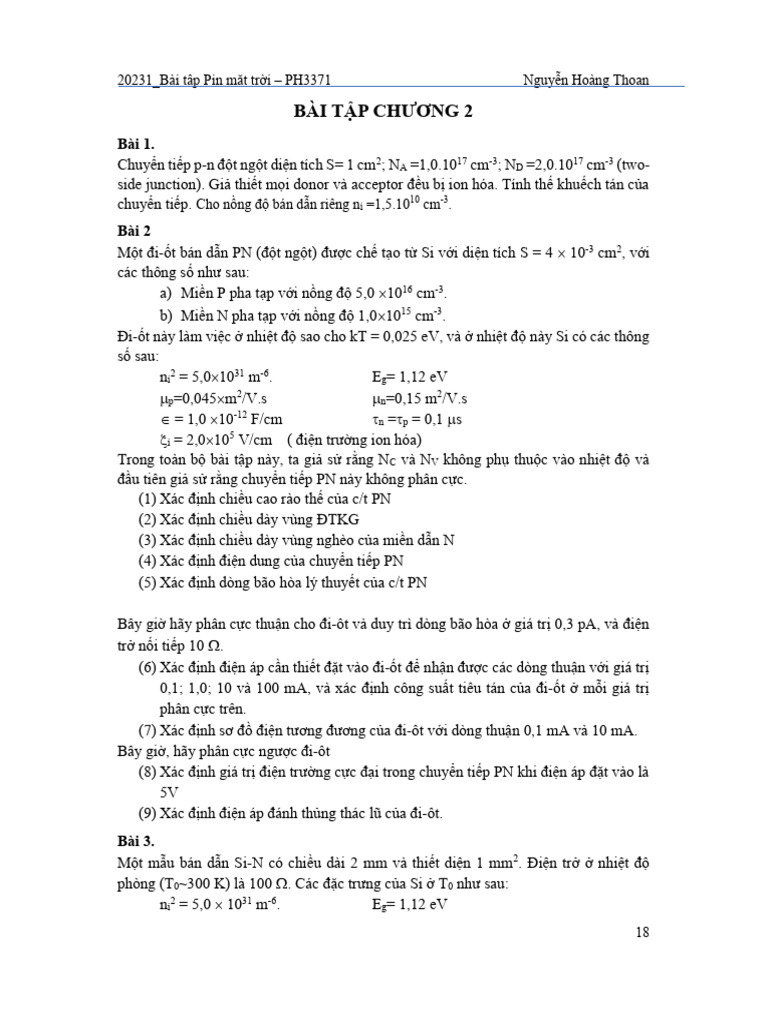 PMT - Bai Tap Chuong 2 - Updated | PDF
