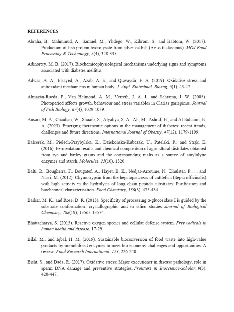 REFERENCES FOR Biochemistry Projects | PDF | Proteins | Digestion