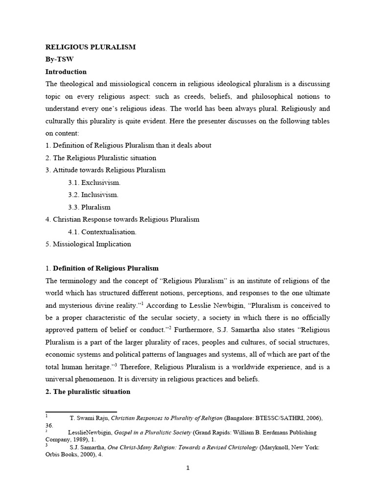 Religious Pluralism | PDF | Religious Pluralism | Faith