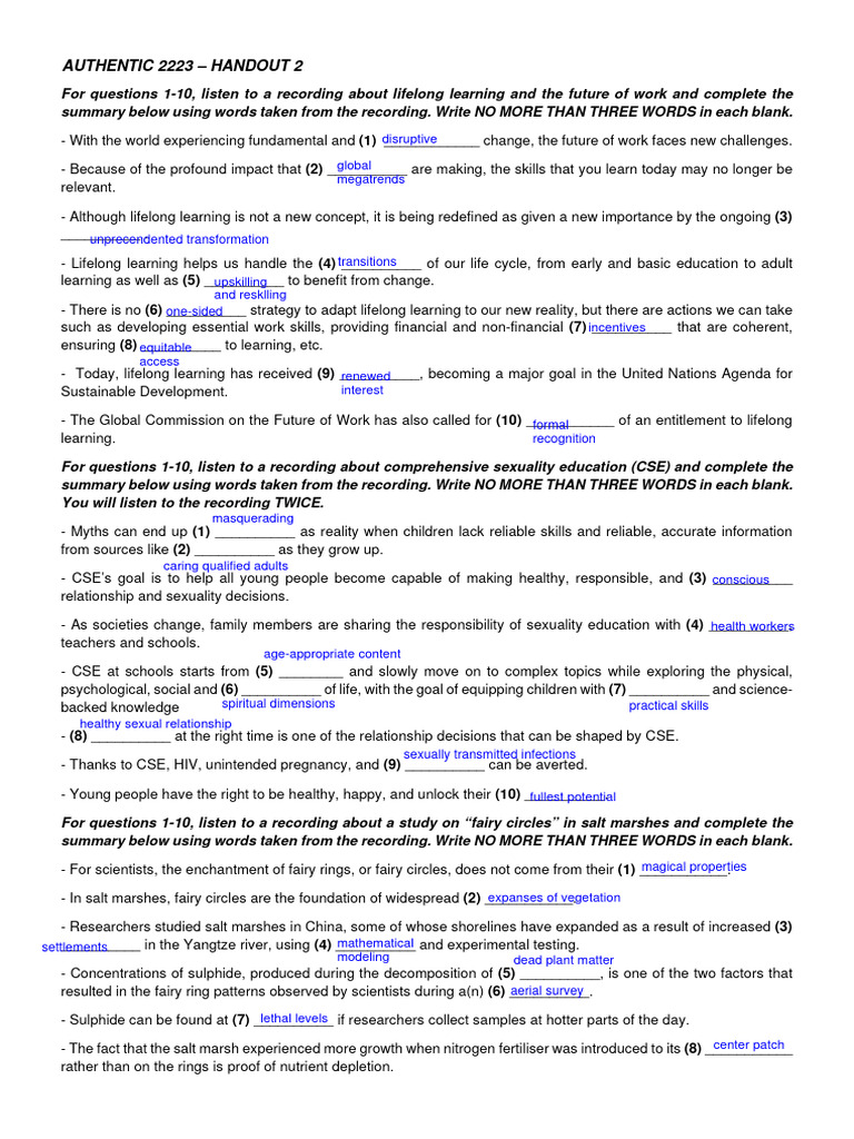 Authentic 2223 - Handout 2 | PDF